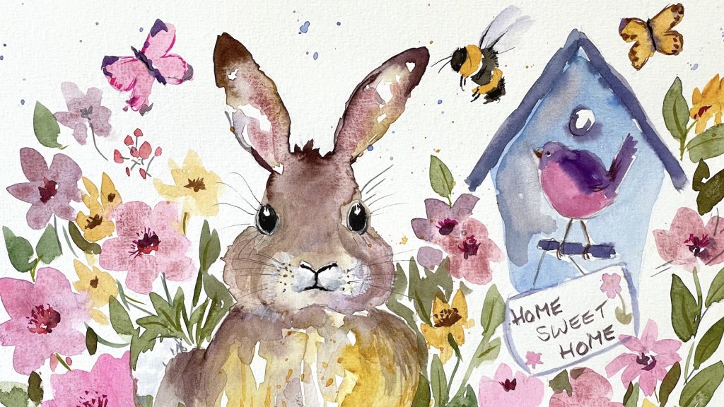 Cute Easter Bunny and Friends to paint