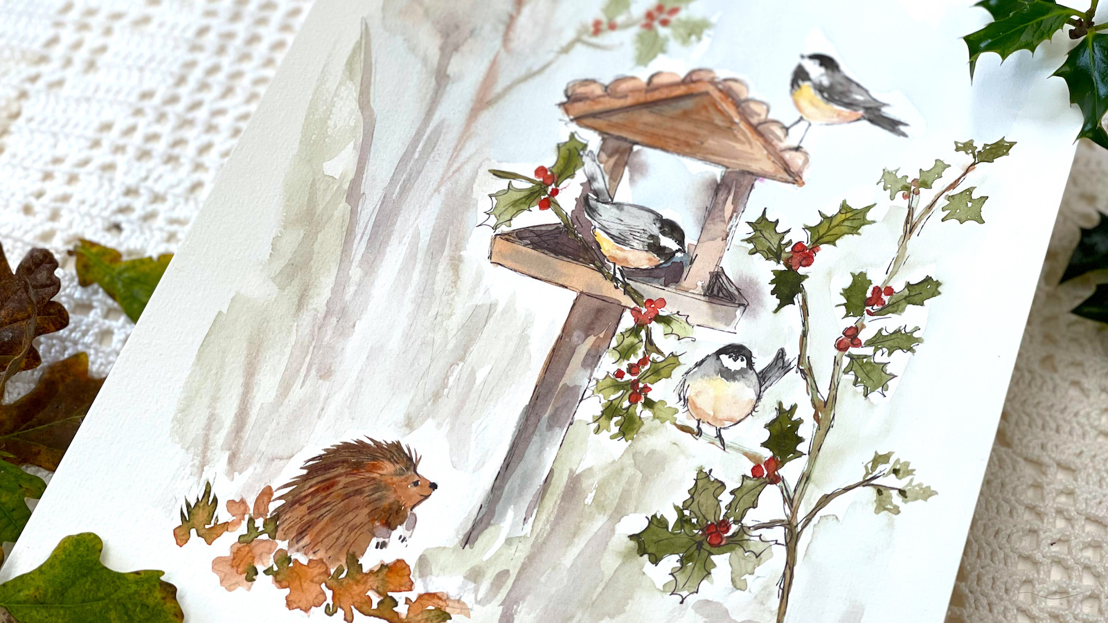 Easy Whimsical Watercolor Birds and Hedgehog Tutorial | Diane Antone Studio
