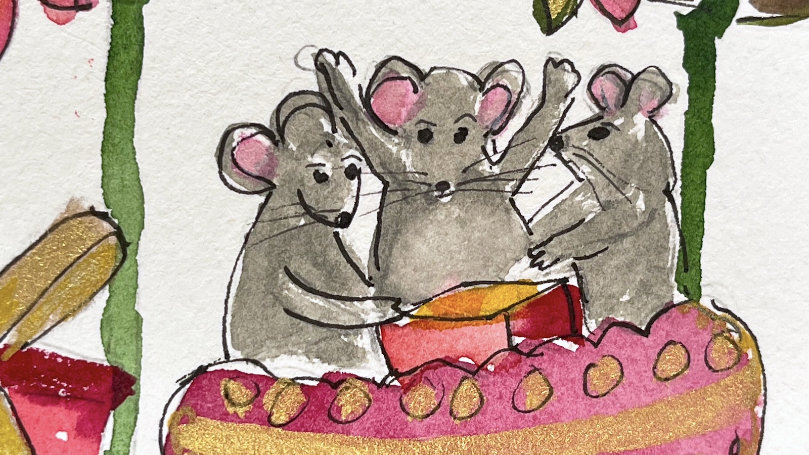 Christmas Stockings and the Mouse Family | Diane Antone Studio