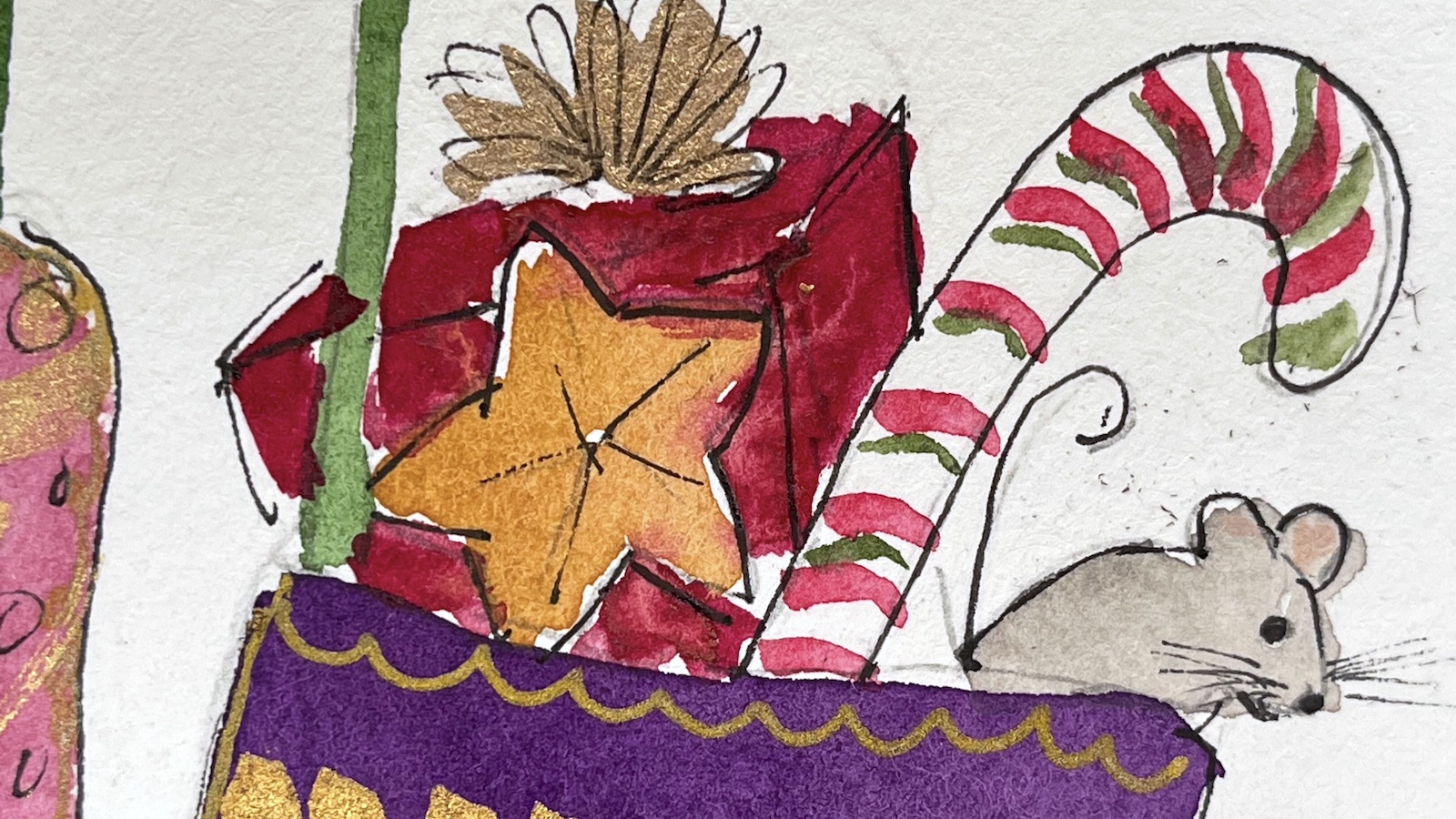 Christmas Stockings and the Mouse Family | Diane Antone Studio