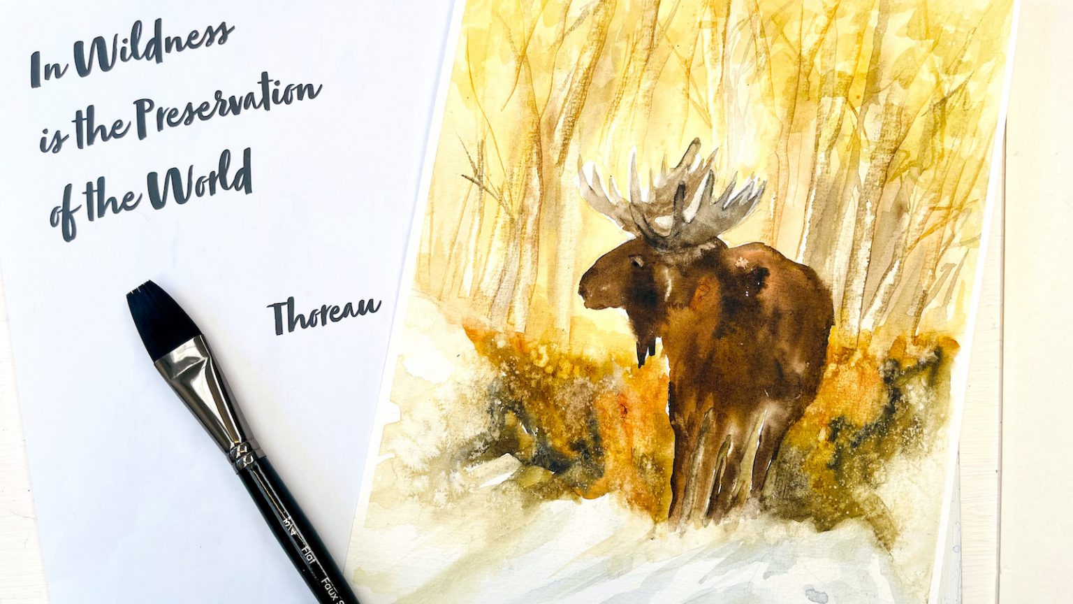 How to Paint a Moose in Watercolor in a Fall setting