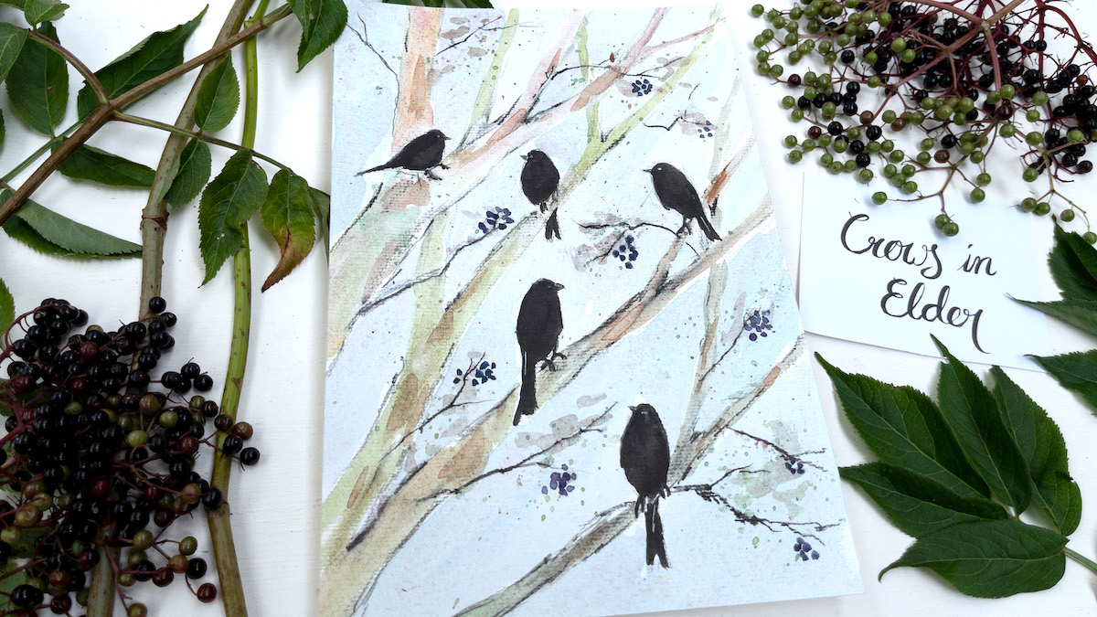 Painting Crows in Elder Trees | Diane Antone Studio