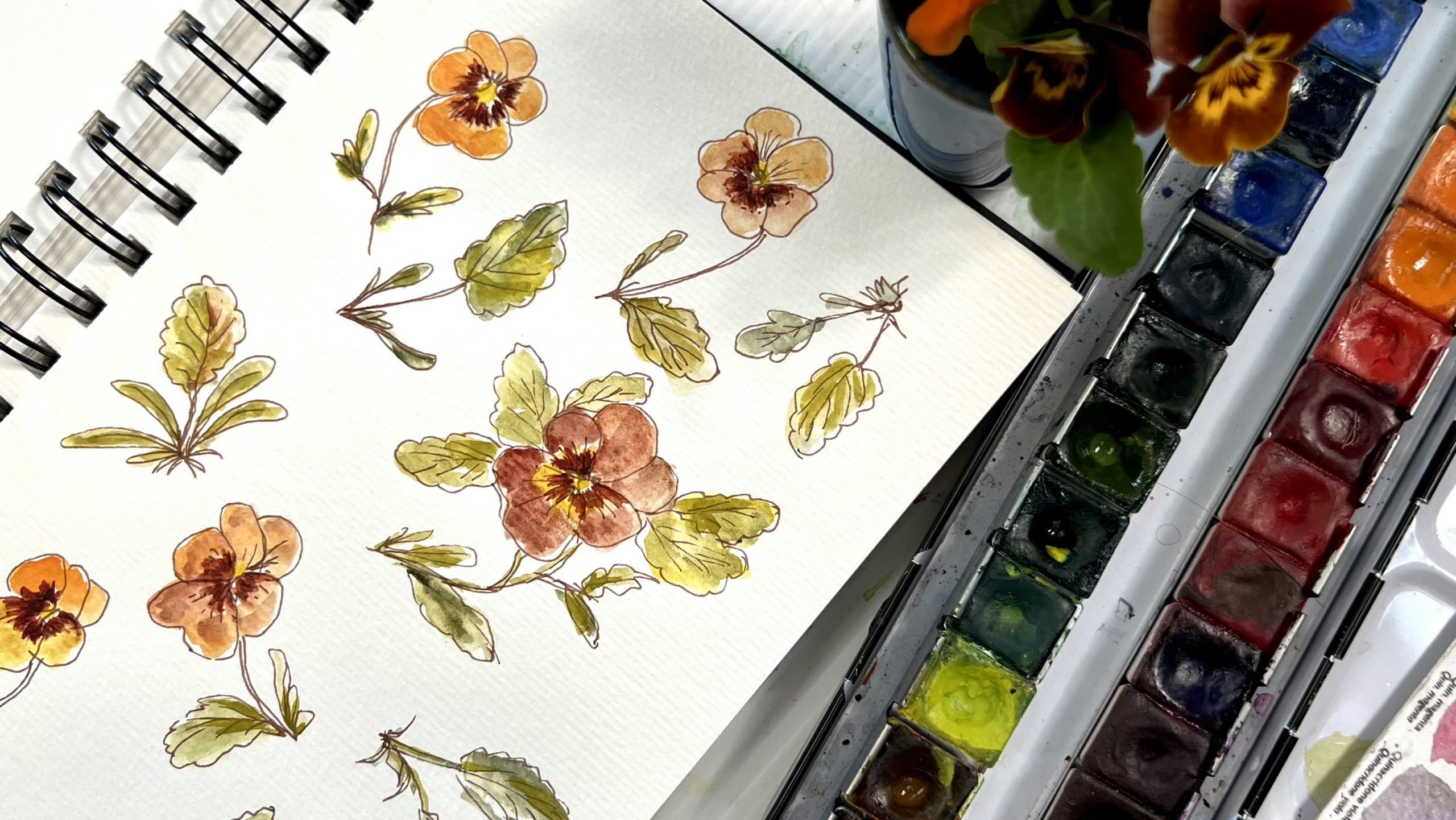 Vintage Violas in Watercolor | Diane Antone Studio